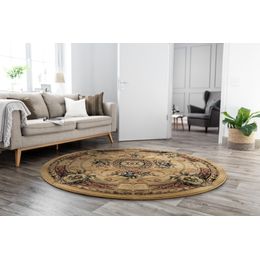 Teppich Theko, H:10mm &Oslash;:300cm, beige, Kunstfaser, Wohnzimmer, Teppiche, "Gabiro 856", Kurzflor, Orient-Optik, ideal im Wohnzimmer & Schlafzimmer