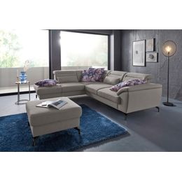 Sit & More Ecksofa SIT & MORE, B:270cm H:77cm T:235cm, grau, Wohnzimmer, Sofas, "Percy L-Form", 12 cm Fu&szlig;h&ouml;he, Sitztiefenverstellung, wahlweise in 2 Fu&szlig;farben