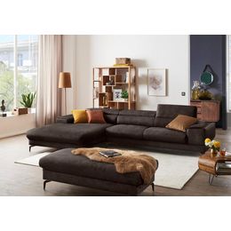 Ecksofa W.Schillig, B:343cm H:70cm T:193cm, braun, Stoff S37 (100% Polyester): Luxus-Microfaser in Lederoptik, Wohnzimmer, Sofas, "piedroo,