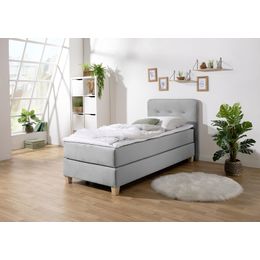 Boxspringbett Home Affaire, B:103cm L:207cm, grau, Struktur fein (100% Polyester);Samtstoff (100% Polyester), Komplettbetten, "Fargo", inkl. Topper,