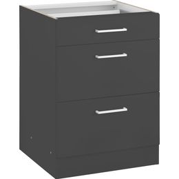Unterschrank KOCHSTATION, B:60cm H:82cm T:60cm, grau, MDF, K&uuml;che, Schr&auml;nke, "KS-Kehl", ohne Arbeitsplatte