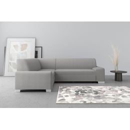 Ecksofa DOMO collection, B:259cm H:85cm T:191cm, grau, Wohnzimmer, Sofas, "Anzio in kubischer Formensprache, flache Armlehnen, L-Form", Wahlweise mit
