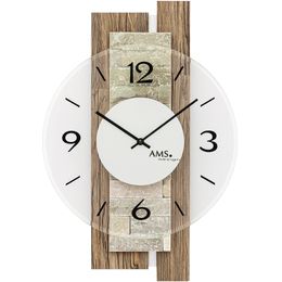 AMS Wanduhr "W9543", B/H/L: 6cm x 40cm x 28cm, braun, Wanduhren, Quarzuhr,Holz,Wohnzimmer,Esszimmer,K&uuml;che,Arbeitszimmer,B&uuml;ro,Flur