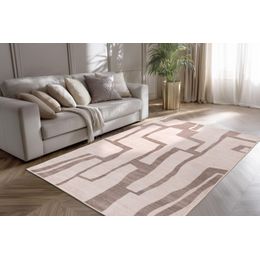 Teppich Kayoom, B:120cm H:7mm L:170cmtaupe, Polyester, Wohnzimmer, Teppiche, "Bluster 325", Kurzflor, Wohnzimmer