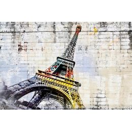 papermoon Fototapete "Eiffelturm Graffiti", B/L: 4,5mm x 2,8mm, Bahnen: 9 Stk. St., bunt, Schlafzimmer, Tapeten