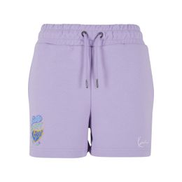 Karl Kani Damen Sweatshorts "Karl Kani Damen KW232-030-1 KK Small Signature Shorts"light lila, Gr. XS, 100% Baumwolle, Hosen