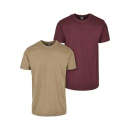 Urban Classics Damen T-Shirt "Urban Classics Herren Basic Tee 2-Pack"khaki, rotwine, Gr. M, unifarben, 100% Baumwolle, Shirts