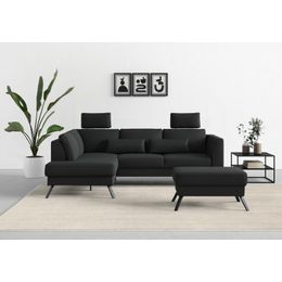 Sit & More Ecksofa SIT & MORE, B:254cm H:88cm T:188cm, schwarz, Wohnzimmer, Sofas, "Lindholm L-Form", mit Sitztiefenverstellung und Federkern