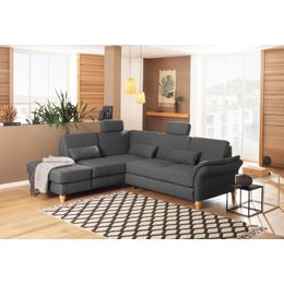 Ecksofa Home Affaire, B:259cm H:89cm T:225cm, grau, Struktur fein (100% Polyester);Struktur (100% Polyester);Luxus-Microfaser Lederoptik (100%