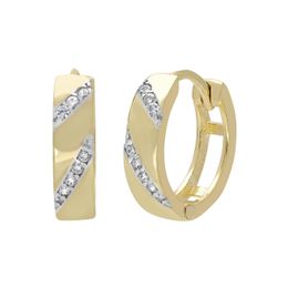 Firetti Damen Paar Creolen "Schmuck Geschenk Gold 333 Ohrschmuck Gold glitzernd", 13mm, Gelbgold 333, gelb, Gelbgold 333, Ohrringe, mit Zirkonia