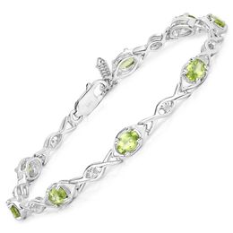 VIRA JEWELS Damen Armband "925-Sterling Silber rhodiniert Gl&auml;nzend Peridot gr&uuml;n", 19cm, Silber 925 (Sterlingsilber), wei&szlig;, Silber 925