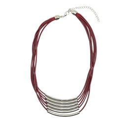 Damen Kette mit Anh&auml;nger "Elena", rot, Basic, Collezione Alessandro, Baumwolle, Halsketten, 6-reihige Kette aus feinen B&auml;ndern