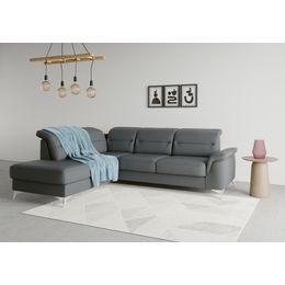 Sit & More Ecksofa SIT & MORE, B:251cm H:85cm T:220cm, grau, 98% Polyester, 2% Polyamid, Wohnzimmer, Sofas, "Sinatra L-Form", mit Ottomane, optional mit
