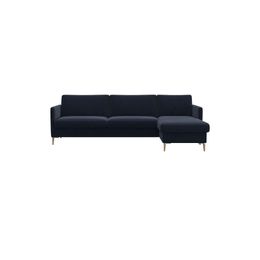 Ecksofa FLEXLUX, B:247cm H:85cm T:92cm, blau, 100% Polyester, Wohnzimmer, Sofas, "Fiore, super Sitzkomfort durch Kaltschaum im Sitz, L-Form", schmale