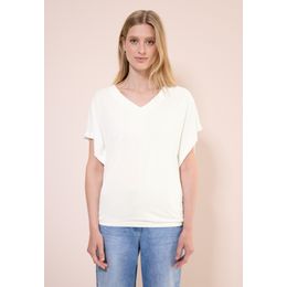 Cecil Damen V-Shirt, wei&szlig;, Gr. S, unifarben, Stoff, 78% Modal, 22% Polyester, Shirts, mit Elastiksaum