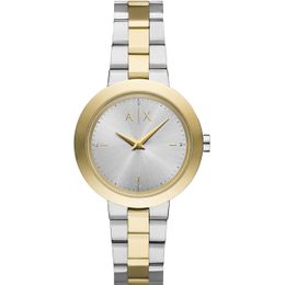 Armani Exchange Damen Quarzuhr, gold, Armbanduhren, Armbanduhr, Damenuhr, Edelstahlarmband, analog, Glassteine