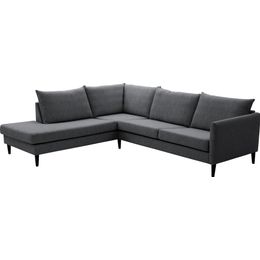 Ecksofa, B:258cm H:79cm, grau, ATLANTIC HOME COLLECTION, Wohnzimmer, Sofas, "Rekvik L-Form", mit Wellenunterfederung, mit Massivholzf&uuml;&szlig;en