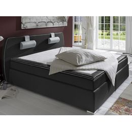 Boxspringbett, schwarz, ATLANTIC HOME COLLECTION, Kopfteil, untere Box, Obermatratze und Topper sind mit pflegeleichtem Strukturstoff (65%