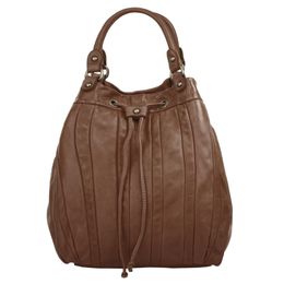 FORTY Damen Shopper, braun, Leder, leicht gl&auml;nzend, unifarben, Taschen, echt Leder, Made in Italy