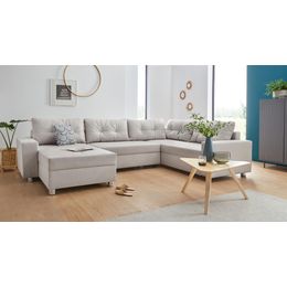 Wohnlandschaft Collection AB, B:310cm T:212cm, grau, Samtoptik (100% Polyester), Sofas, "Paris U-Form", inklusive Federkern, wahlweise mit