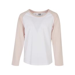 Urban Classics M&auml;dchen Kurzarmshirt "Urban Classics Damen Girls Contrast Raglan Longsleeve"wei&szlig;, pink, Gr. 158, mehrfarbig, 100% Baumwolle, Shirts
