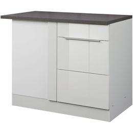 Eckunterschrank KOCHSTATION, B:110cm H:85cm T:60cm, wei&szlig;, Holzwerkstoff, MDF, K&uuml;che, Schr&auml;nke, "KS-Brindisi", praktischer Stauraum in der Ecke