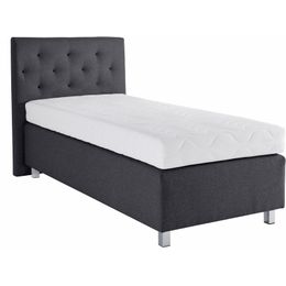 Boxspringbett, B:114cm L:210cm, grau, Westfalia Schlafkomfort, Bezug Unterbox und Kopfteil: Strukturstoff (77% Polyester und 23% Viskose);Bezug