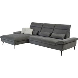 Ecksofa Hukla, B:309cm H:103cm T:193cm, schwarz, 100% recyceltes Polyester, Wohnzimmer, Sofas, "HU-HP22156 L-Form", inkl. Kopfpolsterverstellung,