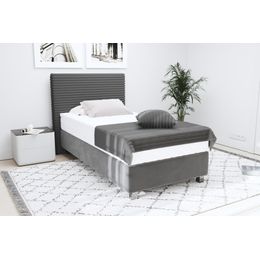 Boxspringbett, L:210cm, grau, Westfalia Schlafkomfort, 80% Baumwolle/ 20% Polyester;Polsterwatte: 100% Polyester, Komplettbetten, "Sven", inkl.