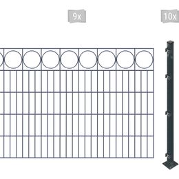 Arvotec Doppelstabmattenzaun "ESSENTIAL 100 zum Aufschrauben "Ring" mit Zierleiste", H/L: 100cm x 18m, Pfosten: 10 Stk., grau, Zaunelemente, Zaunh&ouml;he