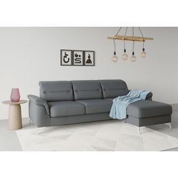 Sit & More Ecksofa SIT & MORE, B:258cm H:85cm T:170cm, grau, 98% Polyester, 2% Polyamid, Wohnzimmer, Sofas, "Sinatra L-Form", mit Recamiere, optinal mit