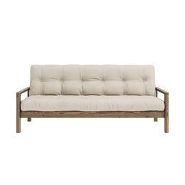 Schlafsofa Karup Design, B:205cm H:79cm T:95cm, beige, Matratzenmaterialzusammensetzung: Futonmatratze mit Knopfheftung, H&ouml;he 14 cm, aus recyceleten