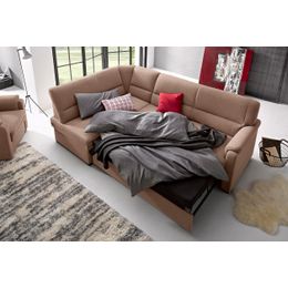 Sit & More Ecksofa SIT & MORE, B:245cm H:89cm T:161cm, braun, NaturLEDER (echtes Rindsleder), Korpus in Kunstleder SOFTLUX;Luxus-Microfaser (90% Polyester, 10%