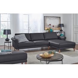 Ecksofa, B:262cm H:85cm T:178cm, schwarz, CREATION BY ROLF BENZ, NaturLEDER OSKAR (echtes Rindsleder), Wohnzimmer, Sofas, "CR.450, Designecksofa,