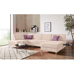 Sit & More Wohnlandschaft SIT & MORE, B:319cm H:89cm T:190cm, beige, Sofas, "Clio U-Form", wahlweise mit Bettfunktion und Bettkasten, inklusive Federkern