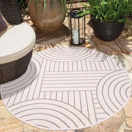 Outdoorteppich Carpet City, H:5mm &Oslash;:120cm, beige, Obermaterial: 100% Polypropylen, Teppiche, "DUO RUG 5842", Wendeteppich Wetterfest In- & Outdoor,