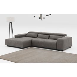 Ecksofa COTTA, B:304cm H:71cm T:186cm, grau, 96% POLYESTER (PES) / 4% POLYAMID (PA), Wohnzimmer, Sofas, "Side L-Form, mit Kopfteilverstellung & 3