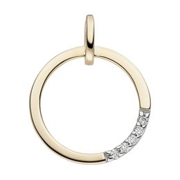Jobo Damen Kettenanh&auml;nger "Anh&auml;nger mit 5 Diamanten", P1 = bei 10-facher Vergr&ouml;&szlig;erung erkennbare Einschl&uuml;sse, Diamanten Gelbgold 585, gelb,