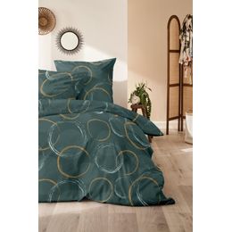 Bettw&auml;sche Primera, gr&uuml;n, Mako-Satin, Obermaterial: 100% Baumwolle, Bettw&auml;sche, "Mako-Satin -Bettw&auml;sche Trace", mit frischem Kreismuster
