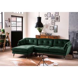 Ecksofa TRENDS BY HG, B:270cm H:84cm T:155cm, gr&uuml;n, Wohnzimmer, Sofas, "Japan L-Form", mit Fu&szlig; in Holz-Metallkombination, Recamiere rechts oder links
