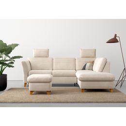 Ecksofa Home Affaire, B:252cm H:86cm T:213cm, beige, 100% Polyester, Wohnzimmer, Sofas, "Trelleborg L-Form", wahlweise mit Bettfunktion und