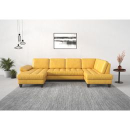 Sit & More Wohnlandschaft SIT & MORE, B:338cm H:88cm T:172cm, gelb, 100% Polyester, Sofas, "Westham U-Form", wahlweise mit Bettfunktion, Bettkasten,