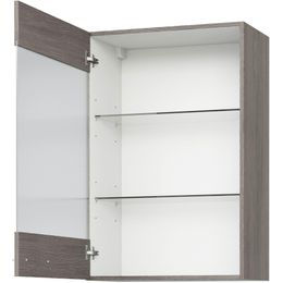Glash&auml;ngeschrank KOCHSTATION, B:60cm H:90cm T:35cm, grau, K&uuml;che, Schr&auml;nke, "KS-Trea OG60-90", inklusive zwei Glaseinlegeb&ouml;den, Breite 60 cm, H&ouml;he 90