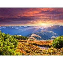 papermoon Fototapete "ALPEN-FLUSS im GEBIRGE", B/L: 3,5mm x 2,6mm, Bahnen: 7 Stk. St., bunt, Schlafzimmer, Tapeten