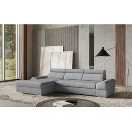 Sit & More Ecksofa SIT & MORE, B:284cm H:79cm T:171cm, grau, 100% Polyester, Wohnzimmer, Sofas, "Broadway L-Form", inklusive Kopfteilverstellung, wahlweise mit