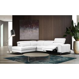Ecksofa Calia italia, B:294cm T:227cm, wei&szlig;, Wohnzimmer, Sofas, "Benja, Designsofa mit erstklassigen Komfortfunktionen zum Wohlf&uuml;hlen", in Leder, mit