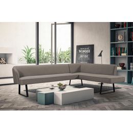 Eckbank, B:249cm H:83cm T:157cm, bunt, exxpo - SOFA FASHION, Esszimmer, Sitzb&auml;nke, "Americano", mit Keder und Metallf&uuml;&szlig;en, Bezug in verschiedenen