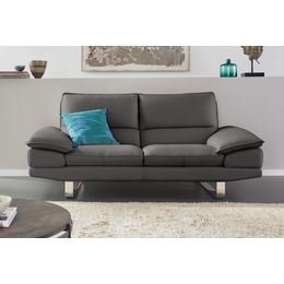 2,5-Sitzer Calia italia, B:201cm H:87cm T:97cm, grau, Leder BULL - 100% Leder;Leder SORRRENTO - 100% Leder, Sofas, "Dave, Sitzkomfort der