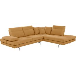 Ecksofa Calia italia, B:288cm H:90cm T:232cm, orange, Leder BULL (100% Leder), Wohnzimmer, Sofas, "Toby Wing, L-Form, Designsofa mit sensationellem