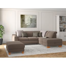Sit & More Ecksofa SIT & MORE, B:263cm H:86cm T:219cm, grau, Wohnzimmer, Sofas, "Dundee L-Form", mit Federkern und Massivholzf&uuml;&szlig;en, wahlweise mit